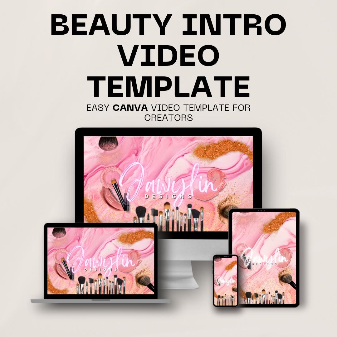 Beauty Channel Youtube Video Intro Template for Canva, Outro Video ...