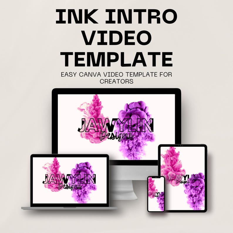 Ink Youtube Video Intro Template for Canva, Outro Video, Aesthetically ...