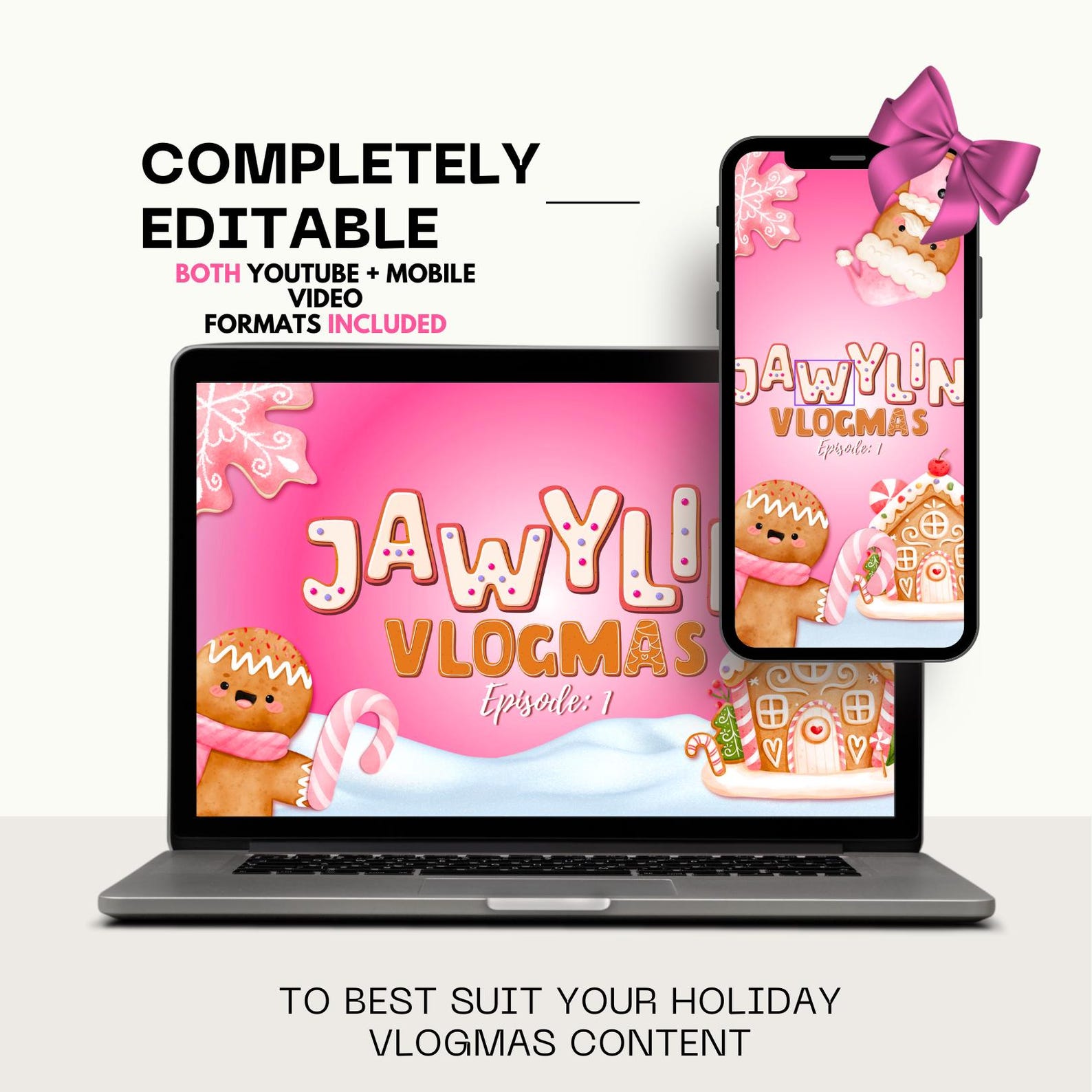 Baking Vlogmas Youtube Video Intro Template for Canva, Channel Content ...