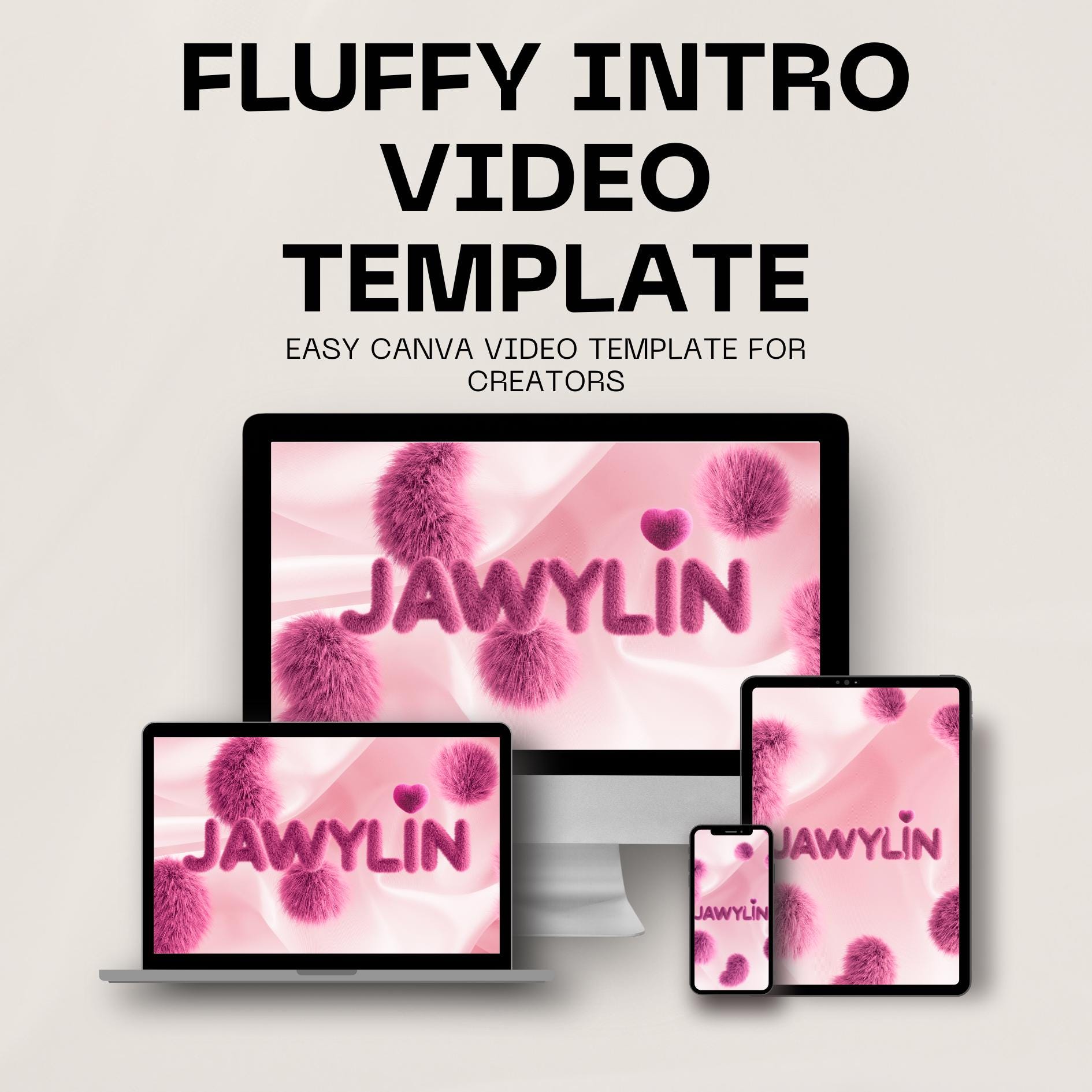 Fluffy Youtube Video Intro Template for Canva, Outro Template Video ...
