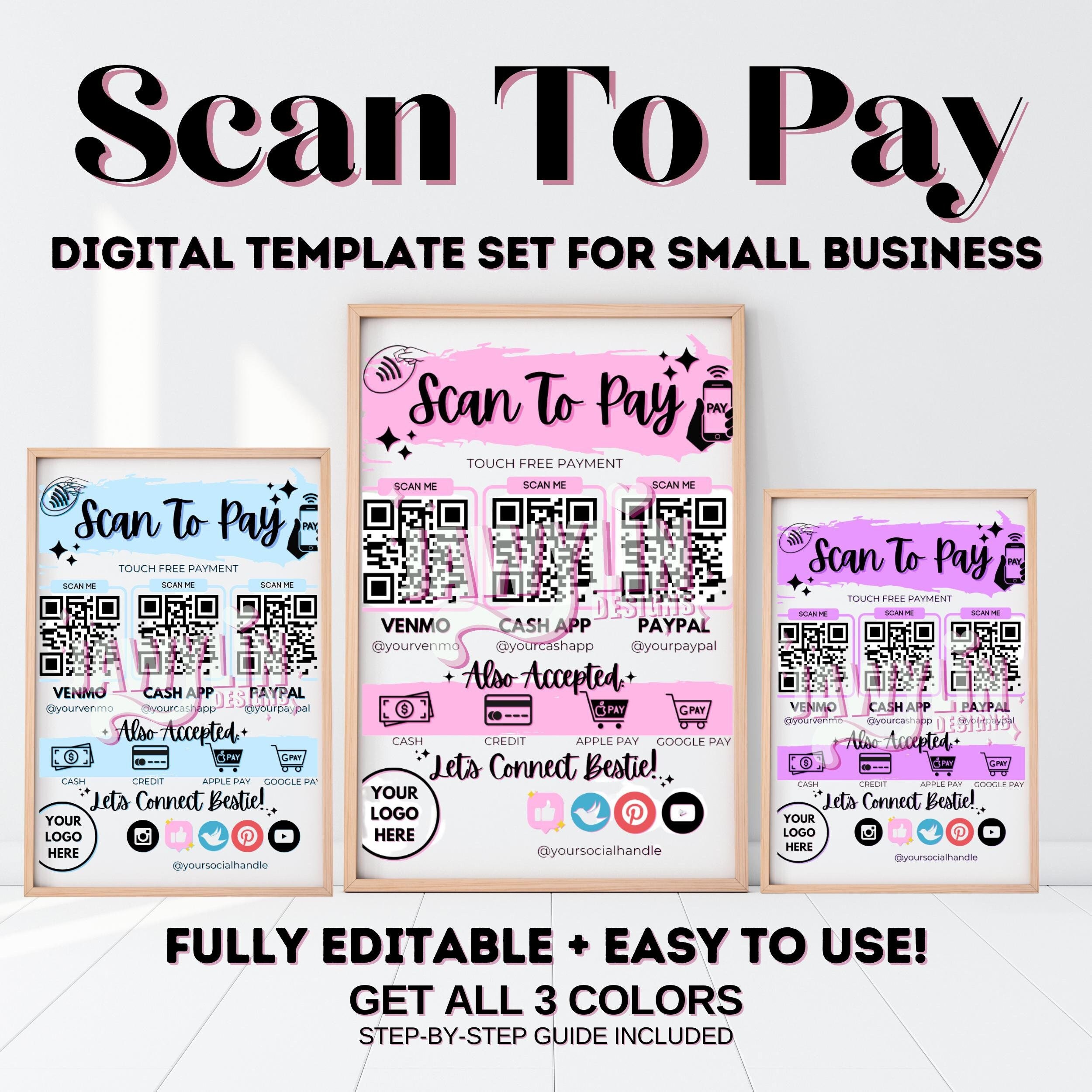 Editable QR Code Payment Sign Template | Customizable Scan to Pay Sign ...