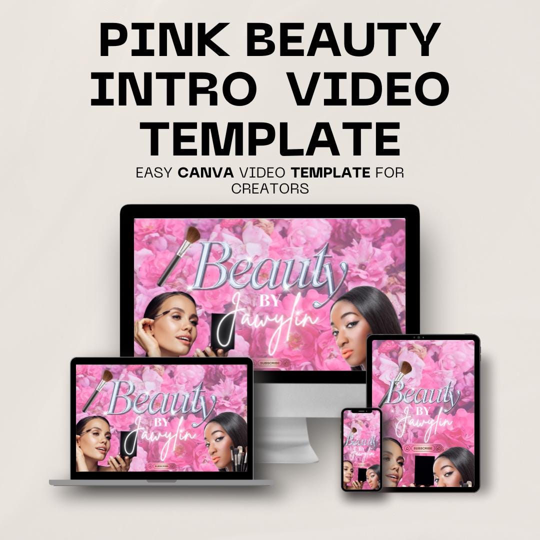 Pink Beauty Youtube Video Intro Template for Canva, Beauty Channel ...