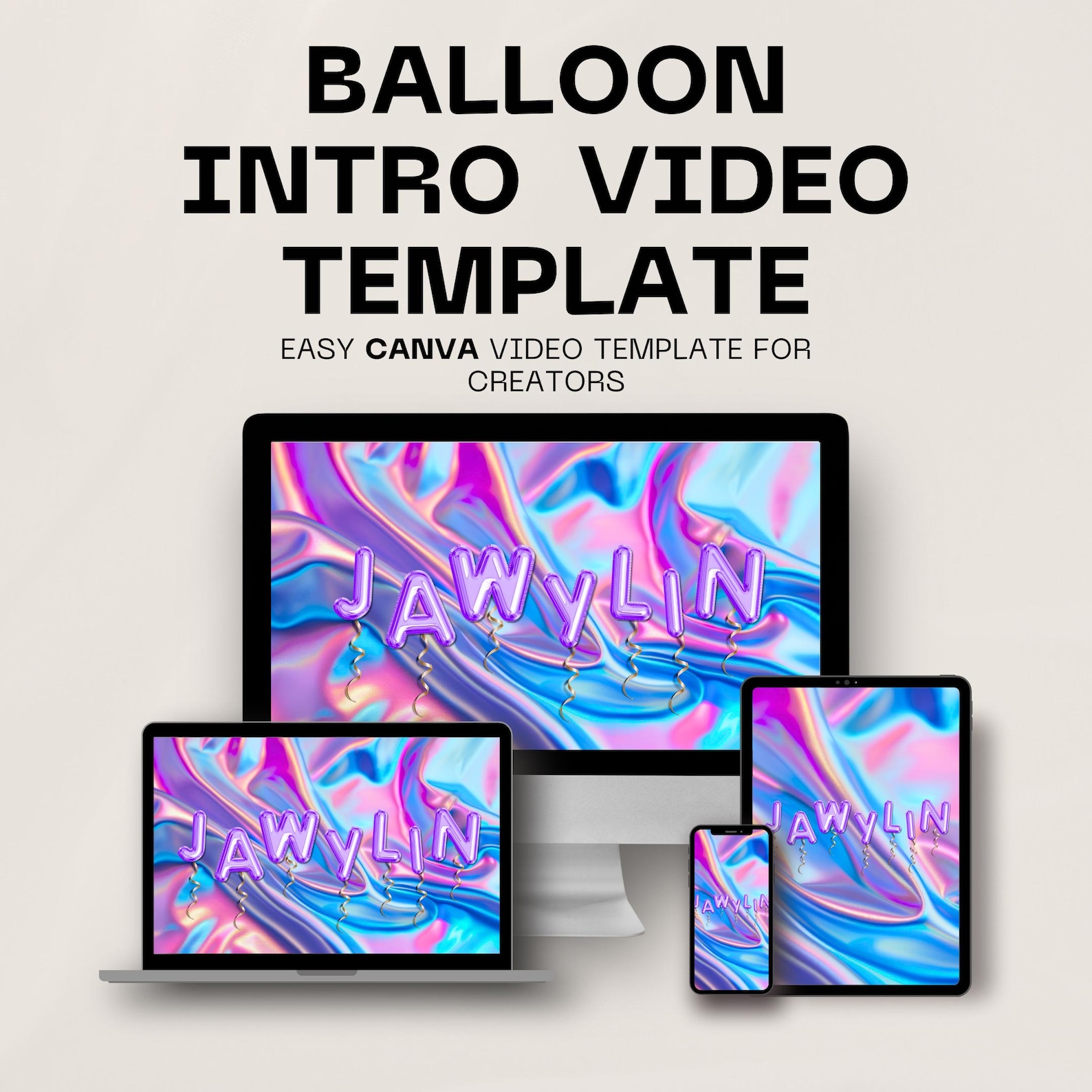 Balloon Colorful Youtube Video Intro Template for Canva, Outro Video ...