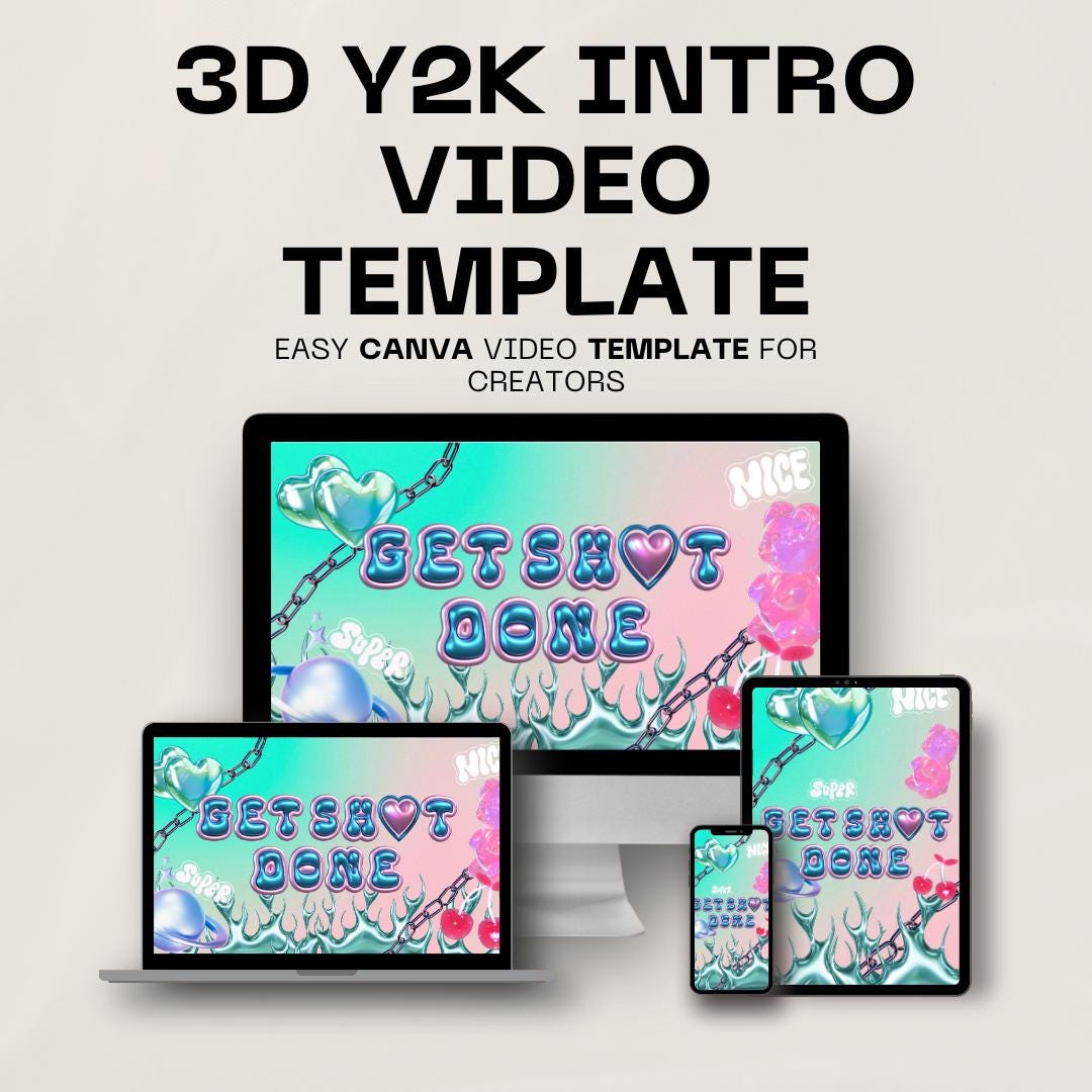 3D Y2K Aesthetic Youtube Video Intro Template for Canva, Channel ...