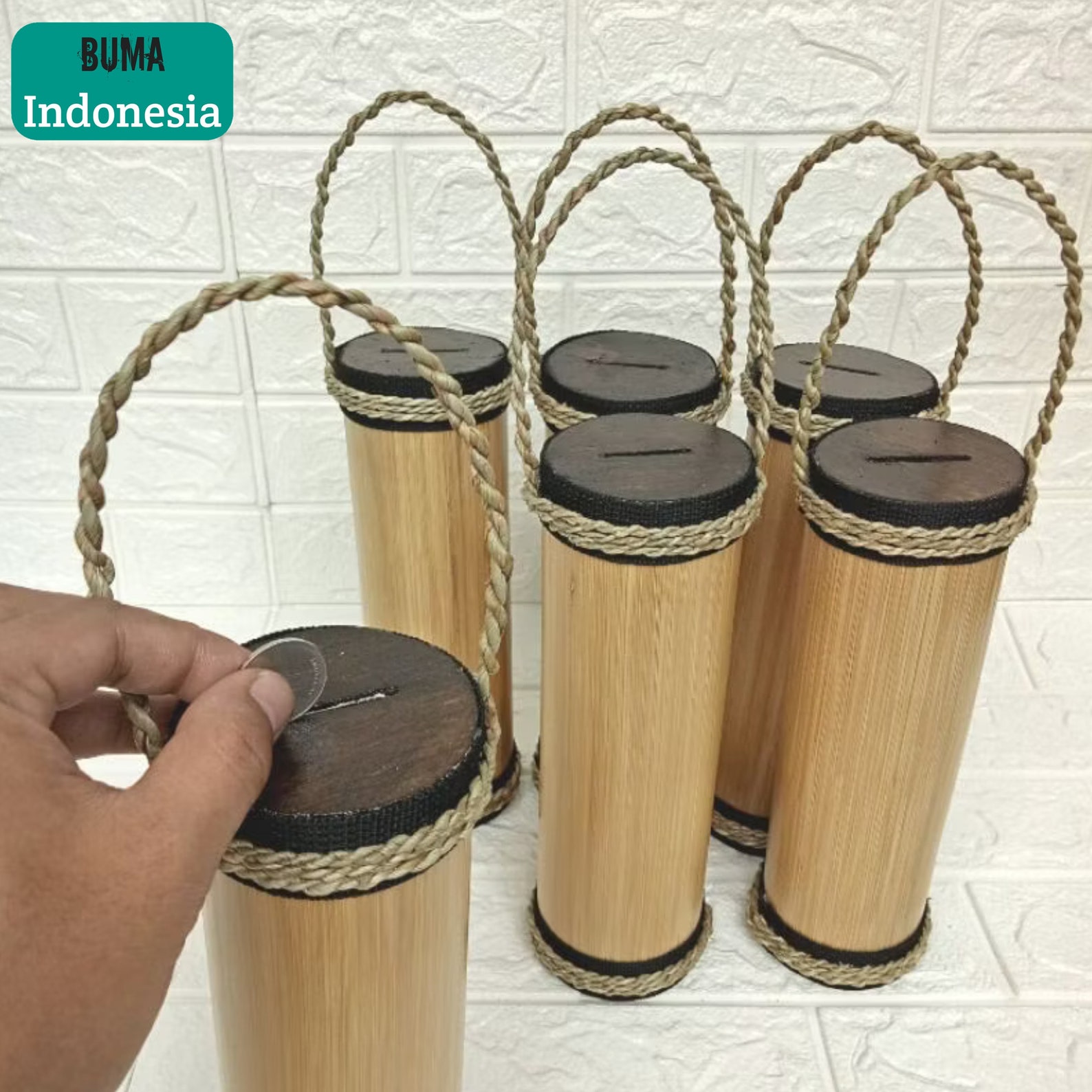 Coin Case Piggy Bank Bamboo Natural Handmade High Quality Bamboo Piggie ...