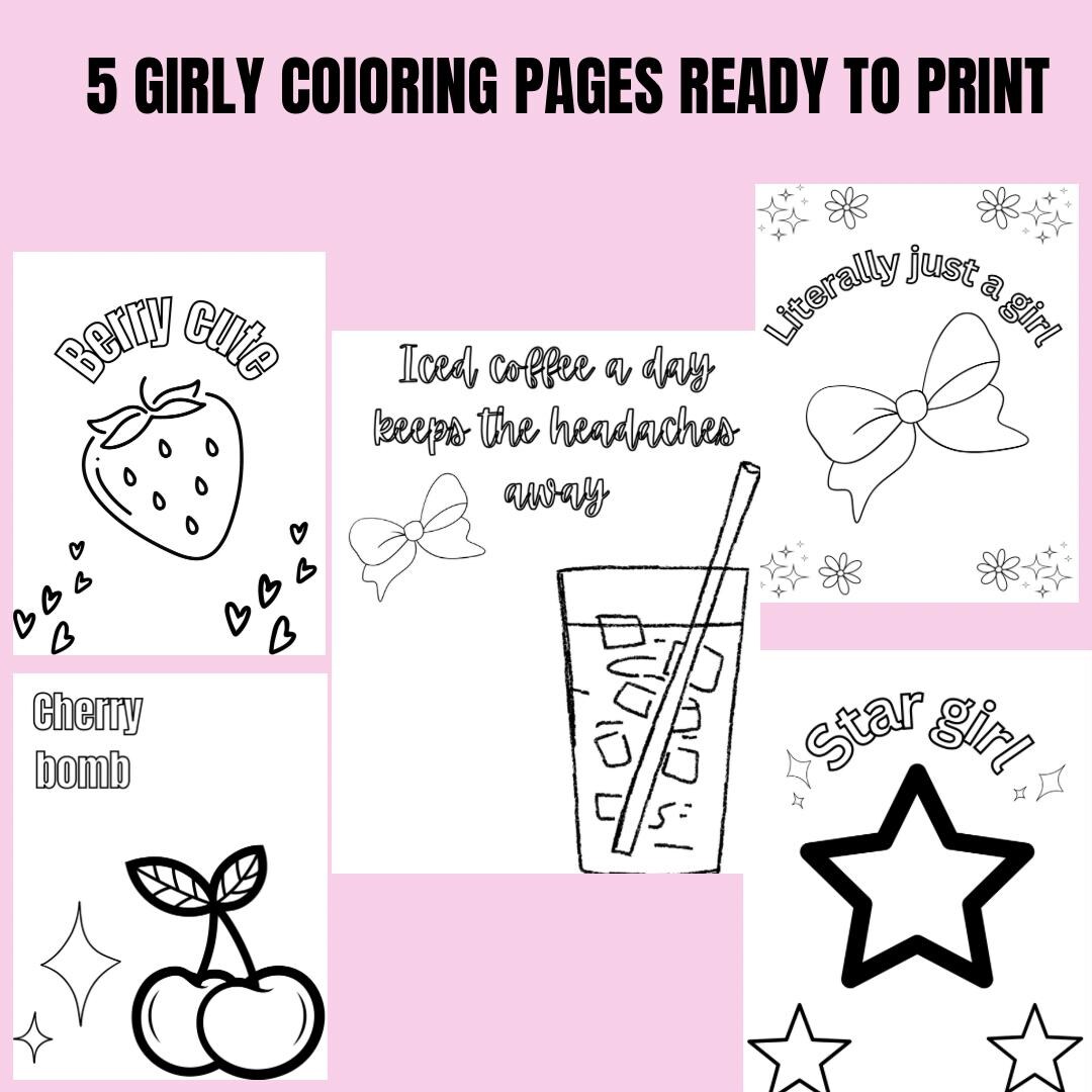 Coquette Coloring Pages Ready to Print Coquette Coloring Soft Girl Era ...
