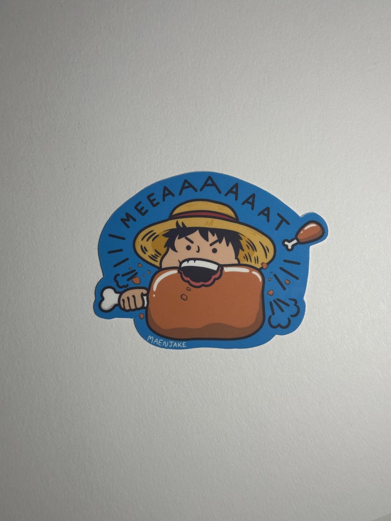 LUFFY EATS MEAAAT// Meat // Luffy // Hungry // Cute Sticker// Anime ...