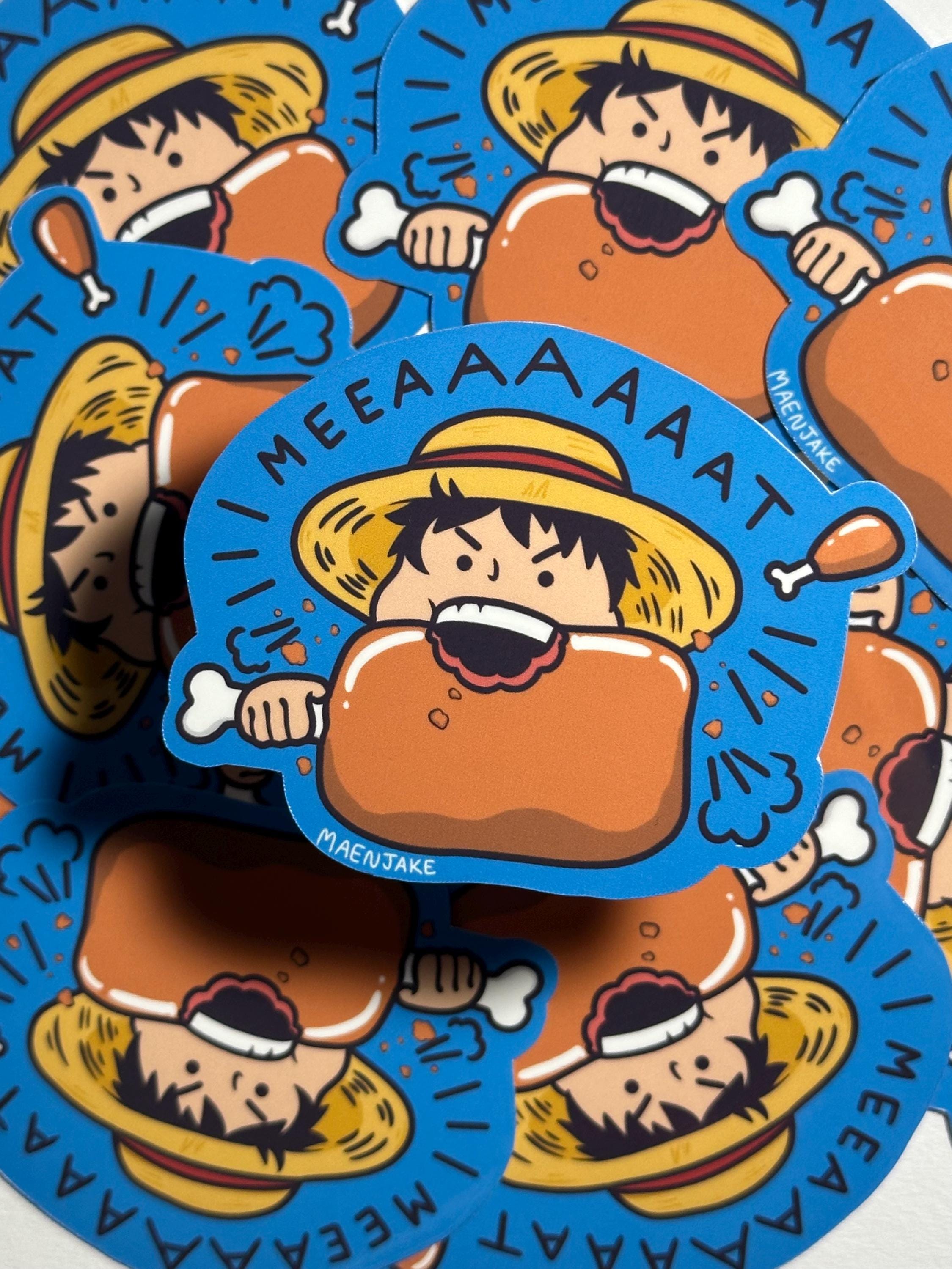 LUFFY EATS MEAAAT// Meat // Luffy // Hungry // Cute Sticker// Anime ...