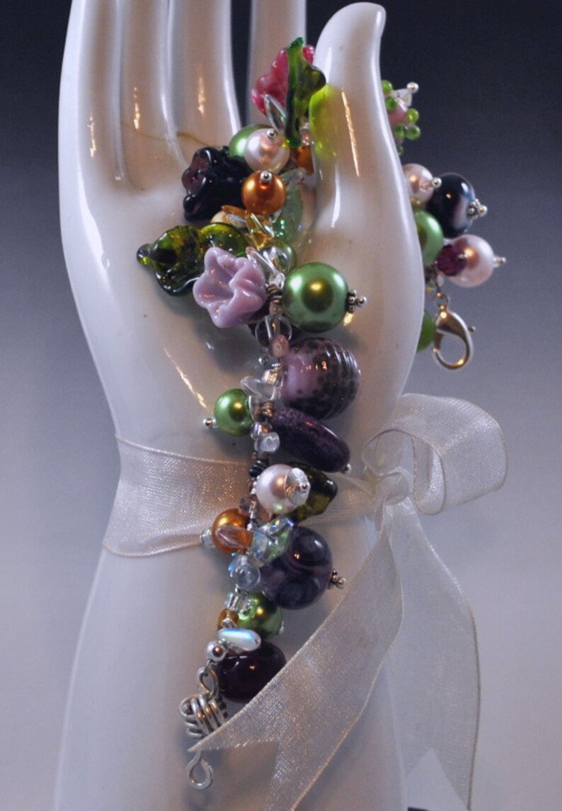 Multi-colored Floral and Pearl Fancy Bracelet - Etsy