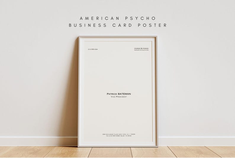 Custom American Psycho Business Card Poster | Minimal Film Wall Art ...