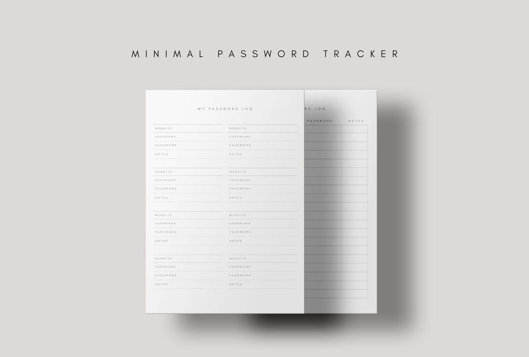 Password Tracker Minimal Design | Password Log Printable Editable PDF ...