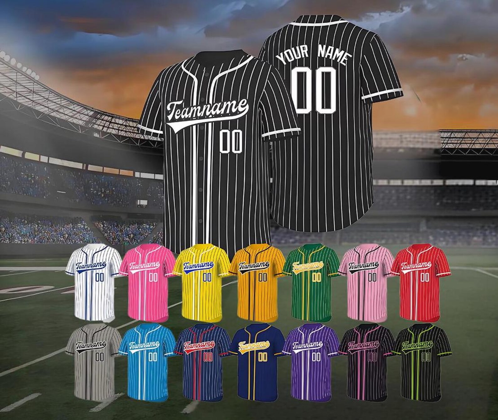 Stitched Custom Baseball Jersey Stripe - Personalized Pinstripe ...