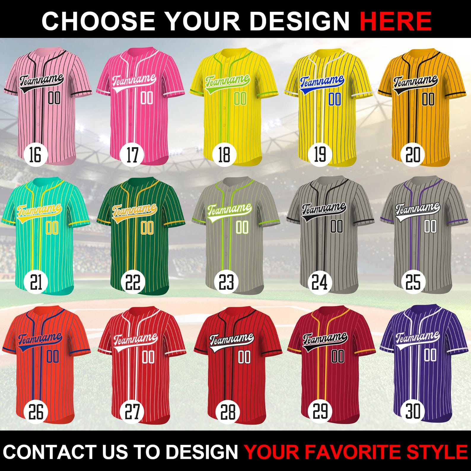 Stitched Custom Baseball Jersey Stripe - Personalized Pinstripe ...