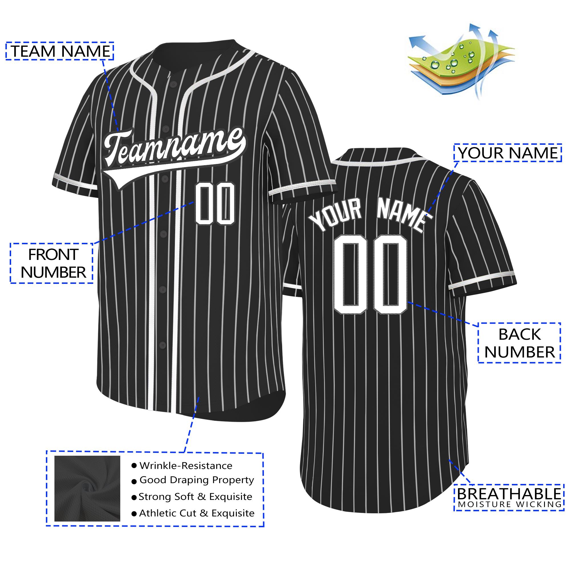 Stitched Custom Baseball Jersey Stripe - Personalized Pinstripe ...