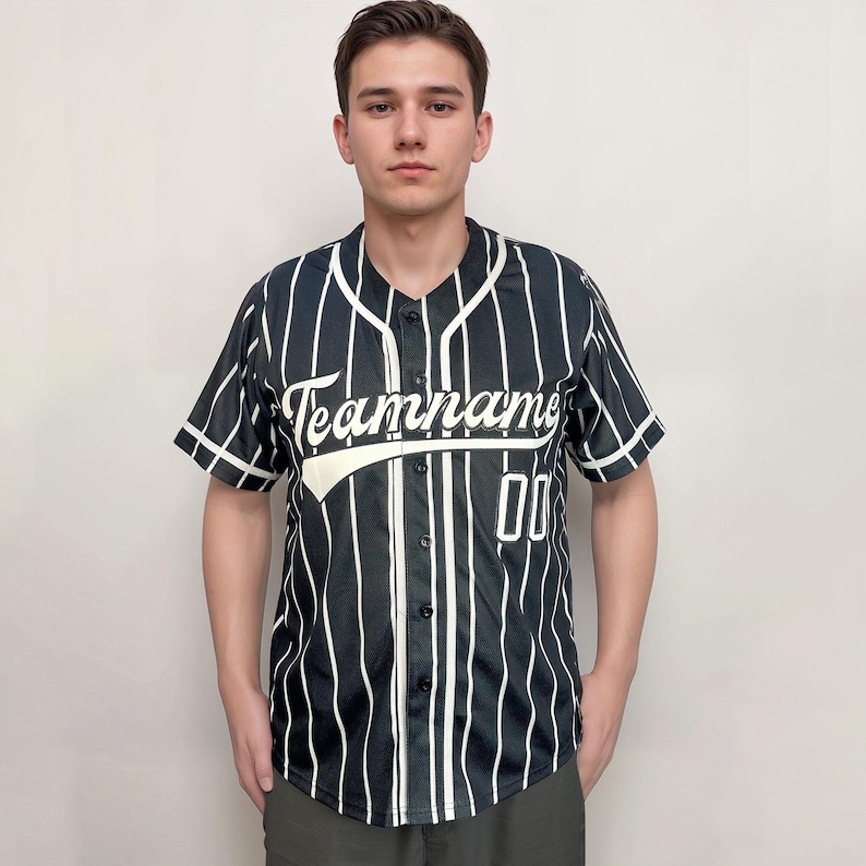 Stitched Custom Baseball Jersey Stripe - Personalized Pinstripe ...