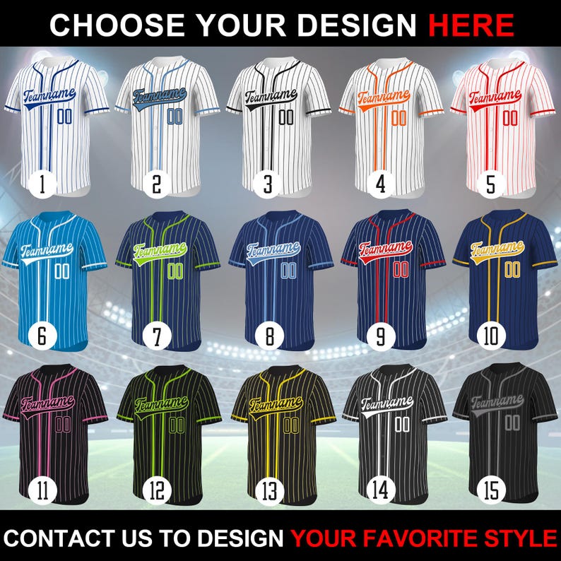 Stitched Custom Baseball Jersey Stripe - Personalized Pinstripe ...