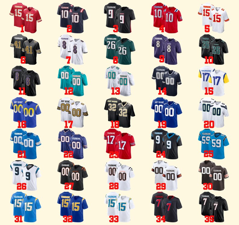 Custom Football Jersey Personalized Embroider Name Number Logo Game ...