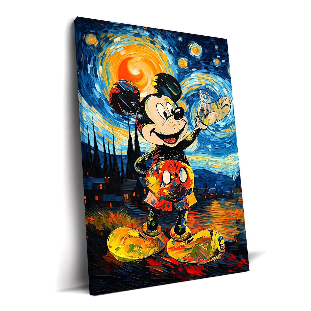 Mickey Mouse Starry Night Canvas Print | Fantasy Night Sky Art, Disney ...