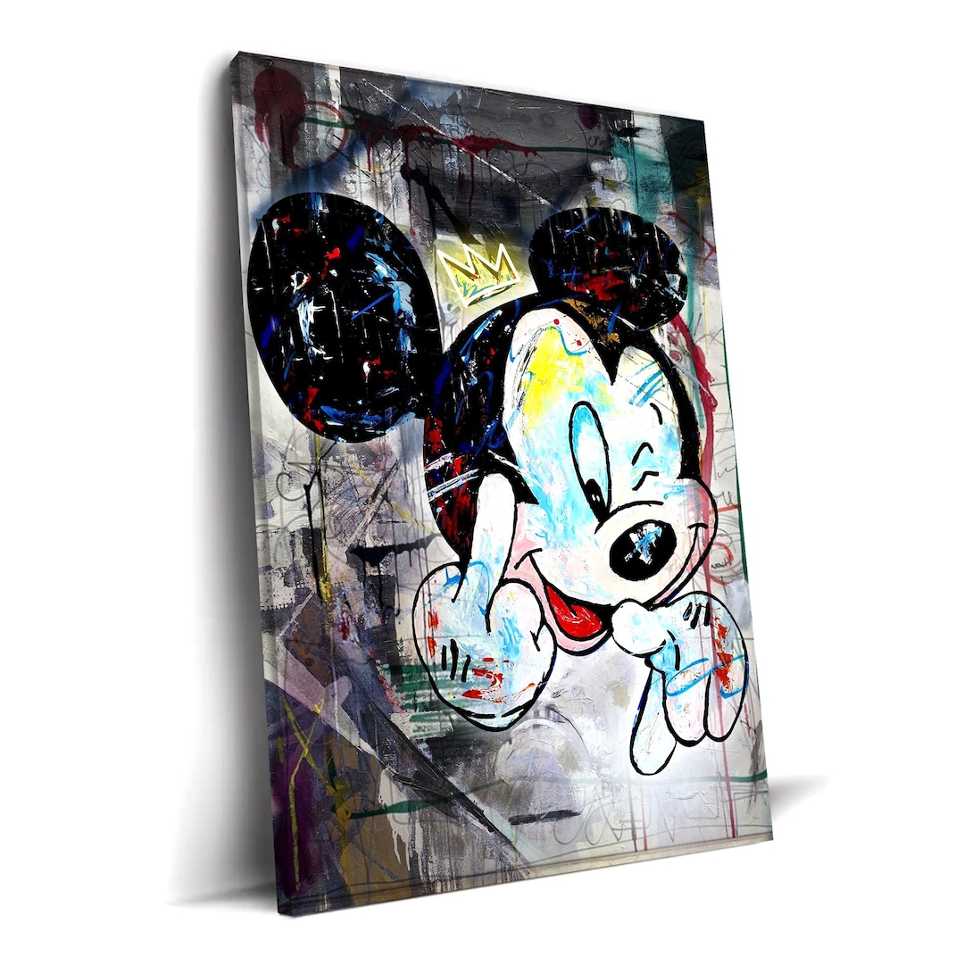 Mickey Mouse Canvas Mickey Mouse Modern Graffiti Art Print, Abstract ...