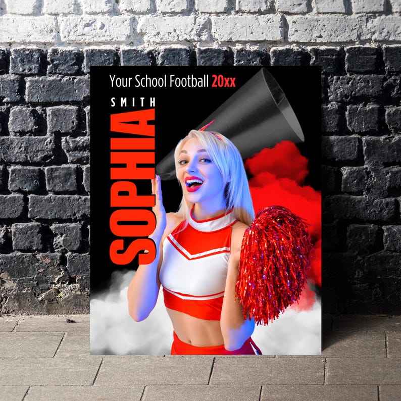 Custom Cheerleader Sports Poster Template for Canva Design Personalized ...