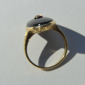 Antique Victorian Era 14K Gold Onyx Diamond Oval Signet Ring - Etsy