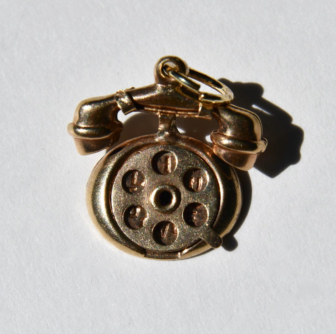 Vintage 14K Gold Spinning Telephone I LOVE U Charm - Etsy