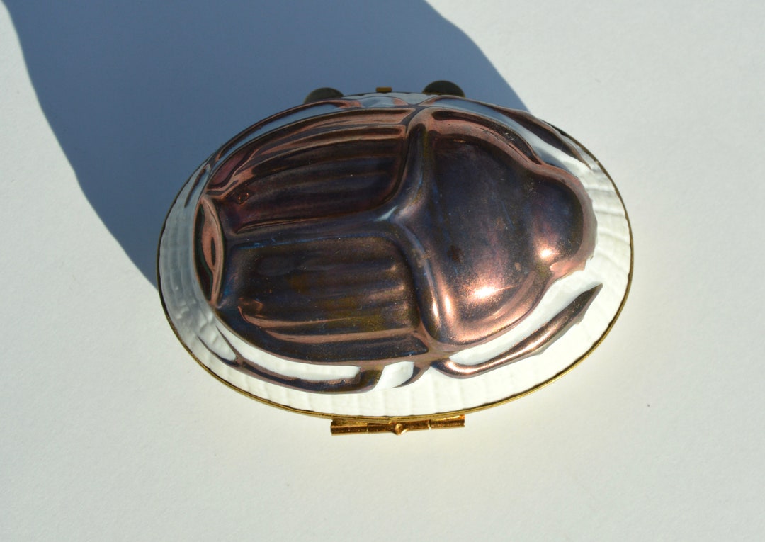 Vintage Limoges France Porcelain Scarab Beetle Egg Trinket Box - Etsy