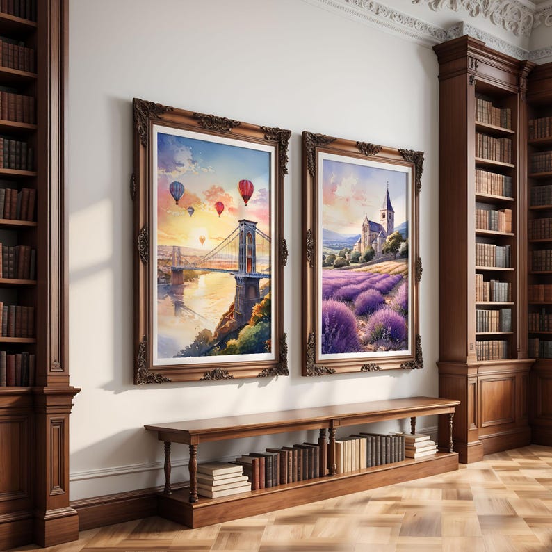 Library Frame Mockup, Elegant Wood Frame in Classic Study, Digital ...