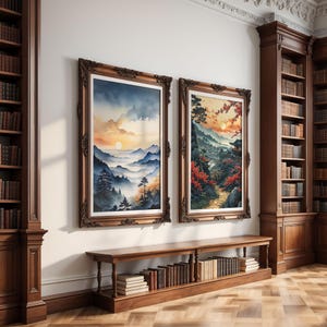 Library Frame Mockup, Elegant Wood Frame in Classic Study, Digital ...