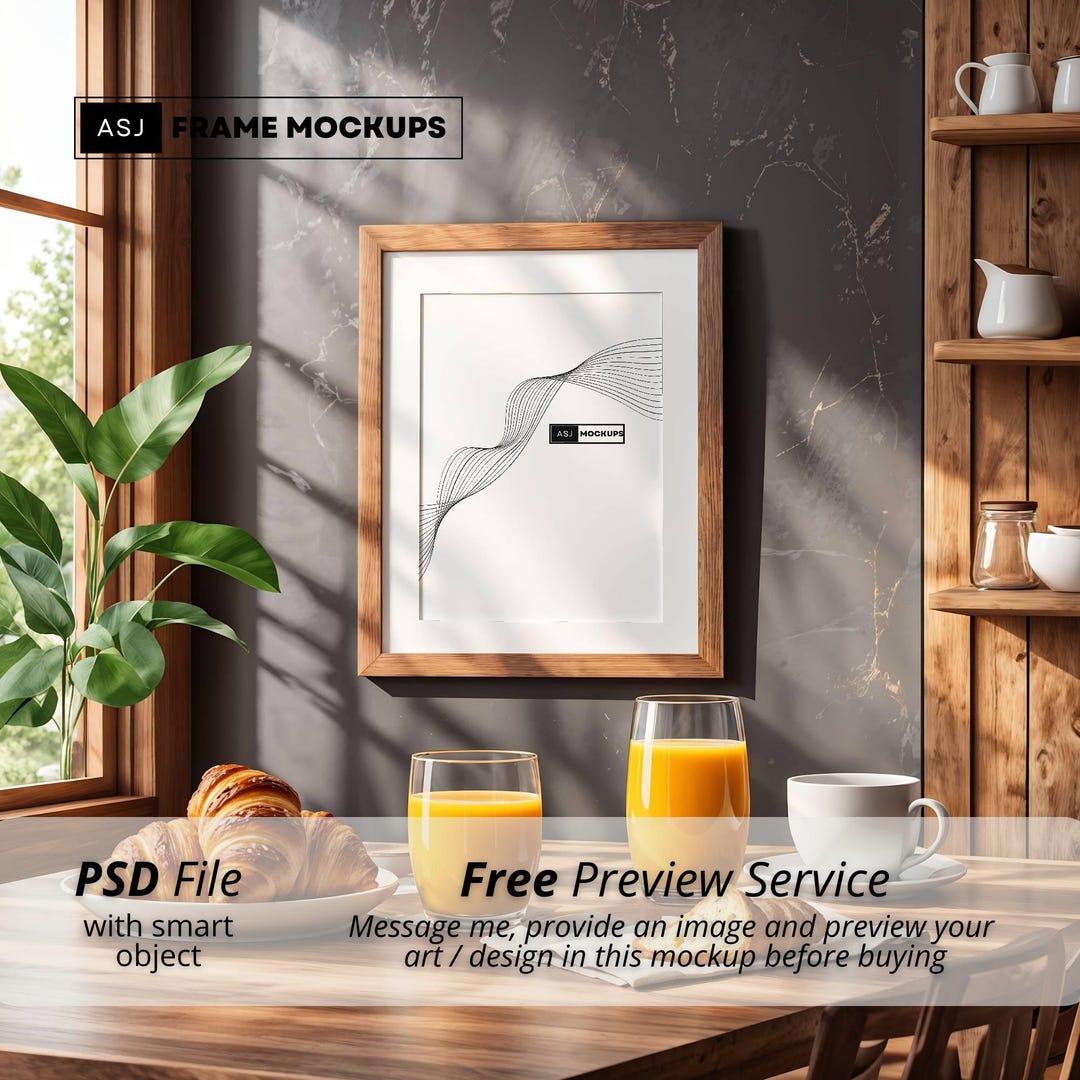 Kitchen Poster Mockup, Editable Wall Art Mockups for Wall Art Canvas ...