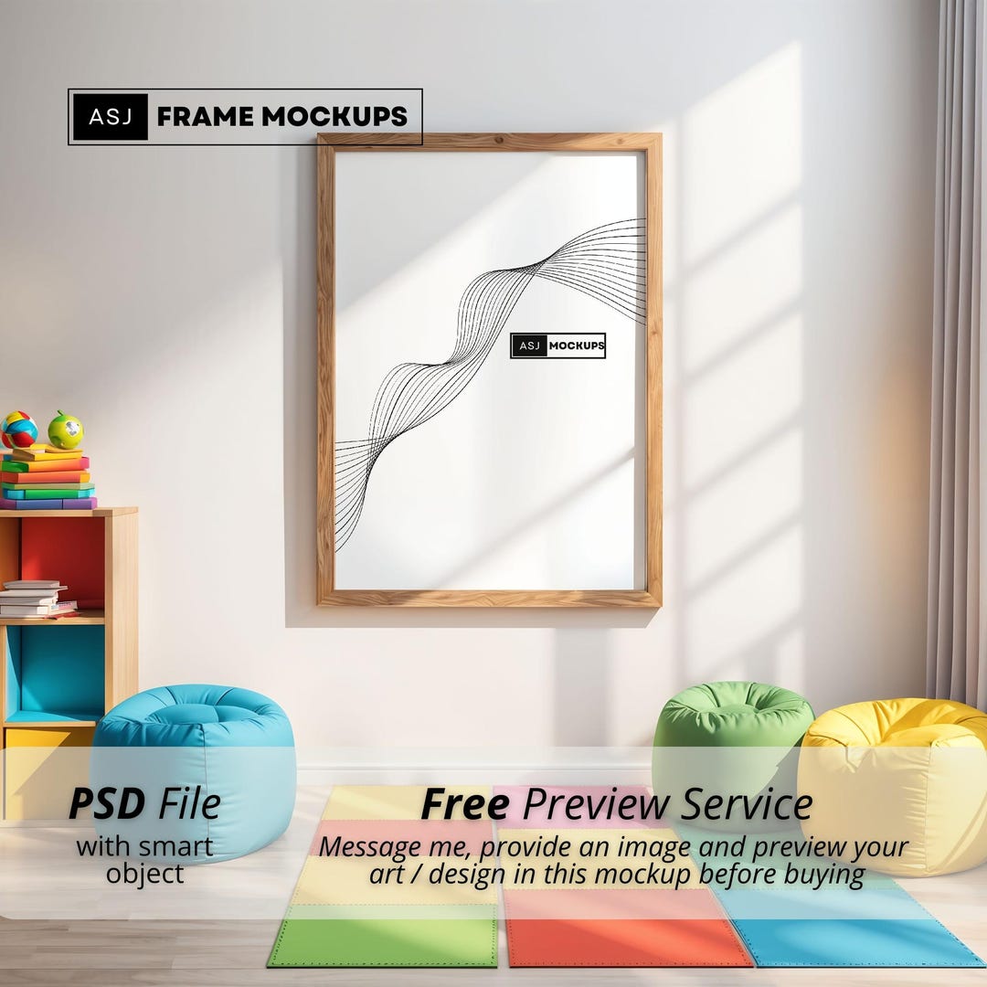 Classroom Poster Mockup, PSD Wall Mockup Frame, Kids Poster Mockup ...