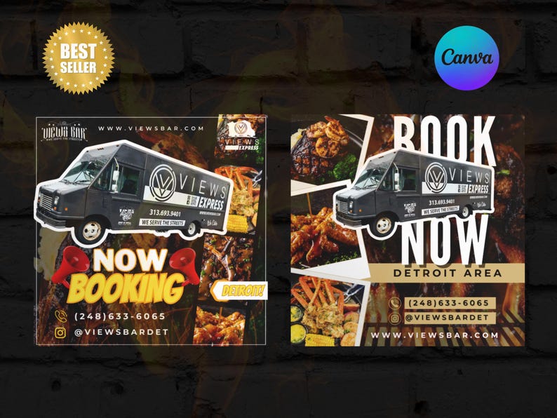 Food Truck Graphic Design Flyer for Instagram / Canva Template - Etsy