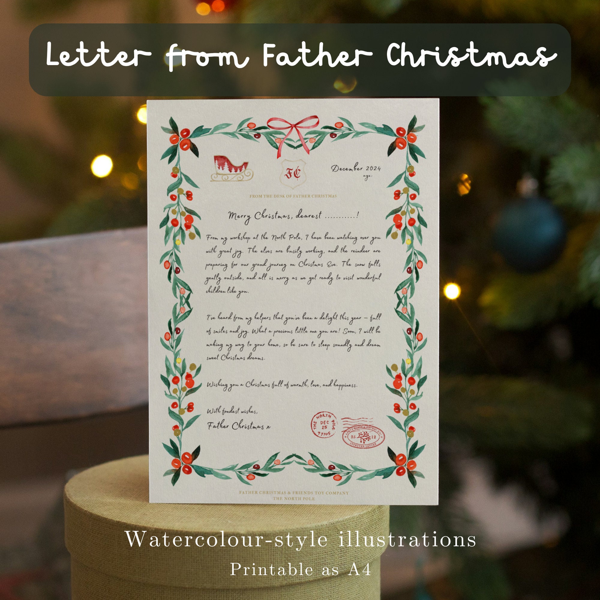 Illustrated Letter From Father Christmas | Printable Santa Letter ...