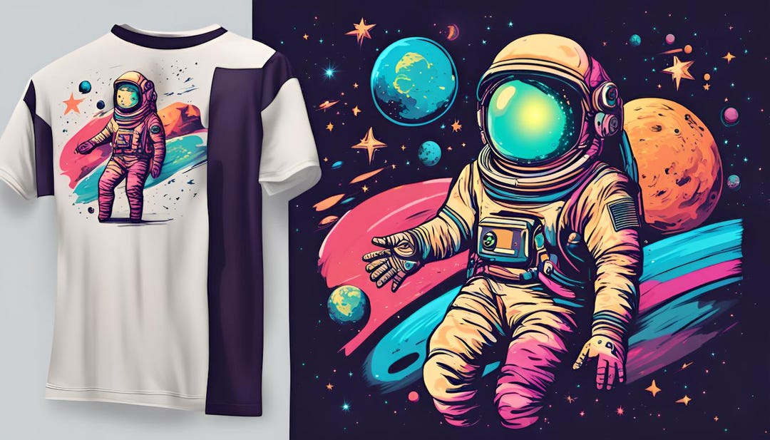 Astronaut Space Mission Suit Oxygen Galaxy Neon Colors Fun Floating ...
