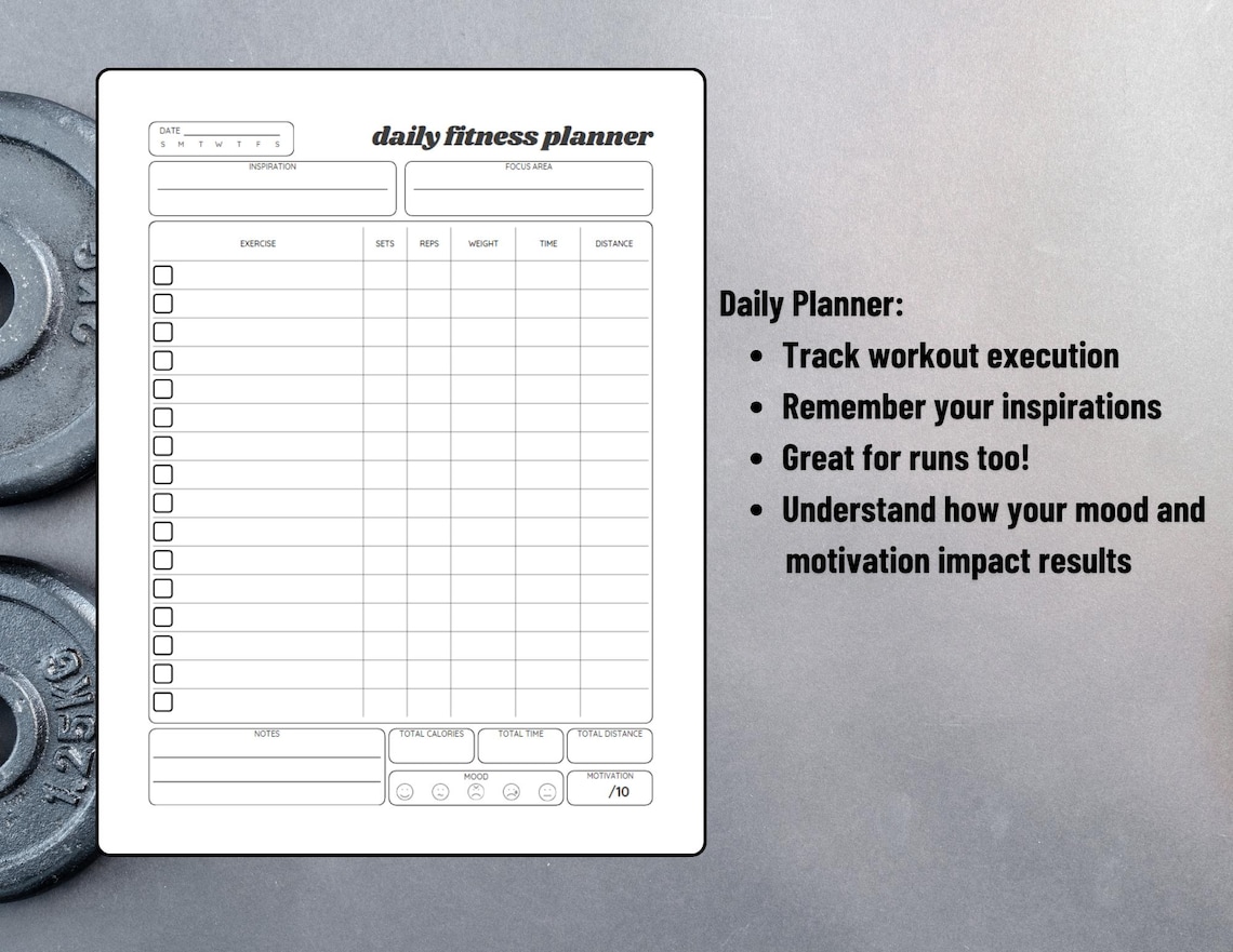 Daily Fitness Planner / Exercise Journal - Supports Exercise by Sets ...