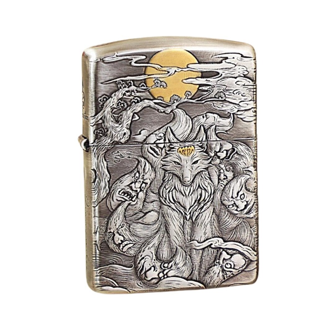 Zippo Armor Nine-tailed Fox Lighter – Engraved Silver Mythical Spirit ...