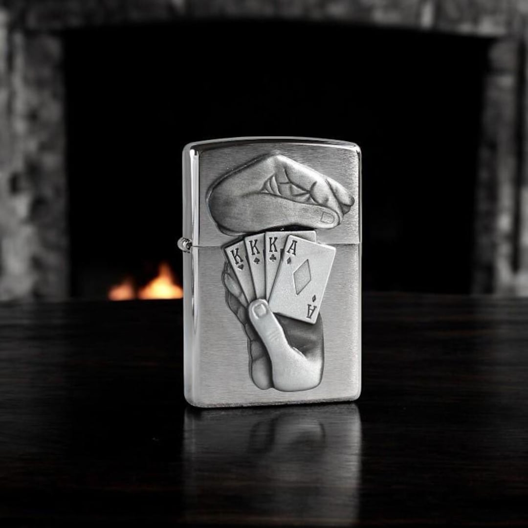 Matte Zippo Armor Lighter With 3D Poker Hand Design – King & Ace ...