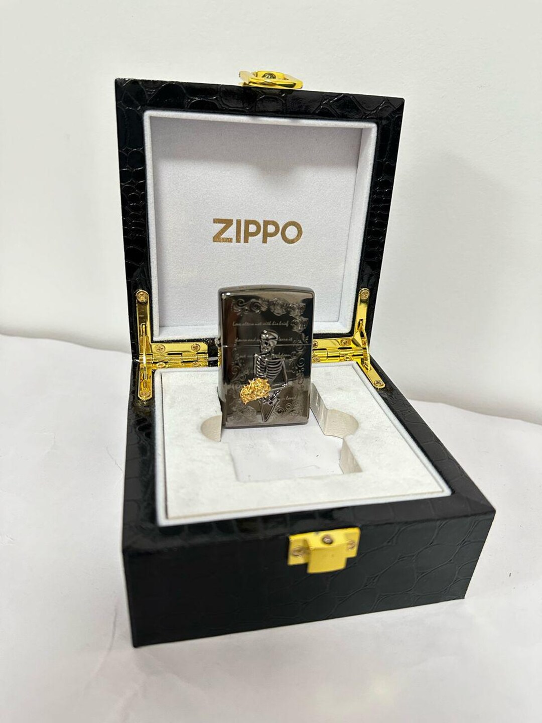Custom Skeleton Roses Design Windproof Zippo Lighter – Intricate ...