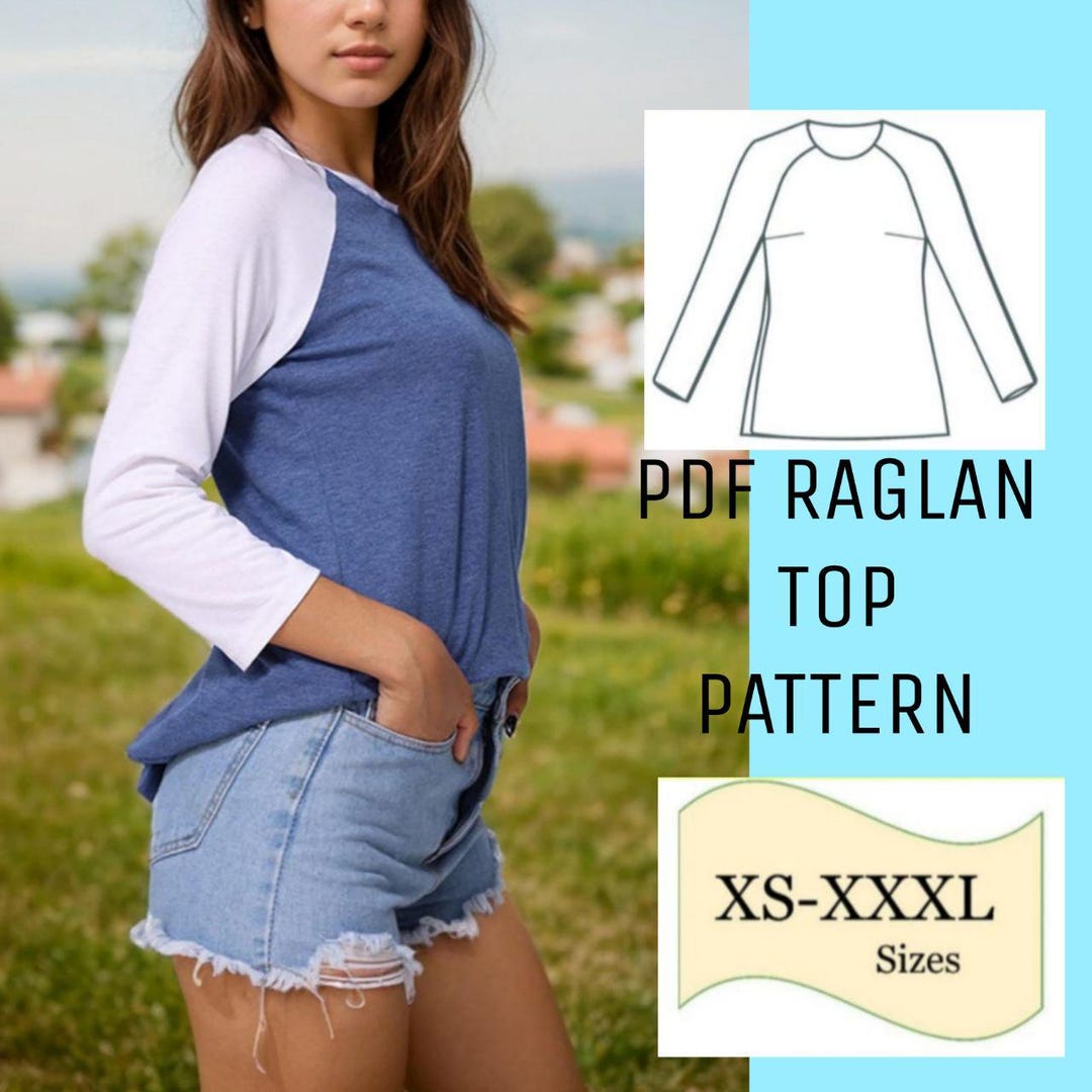 PDF Raglan Top Sewing Pattern, Stretchy Top Sewing Pattern PDF, Long ...