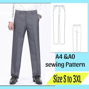 PDF Sewing Pattern for Men, Digital Straight Pants Pattern Men's, Suit ...