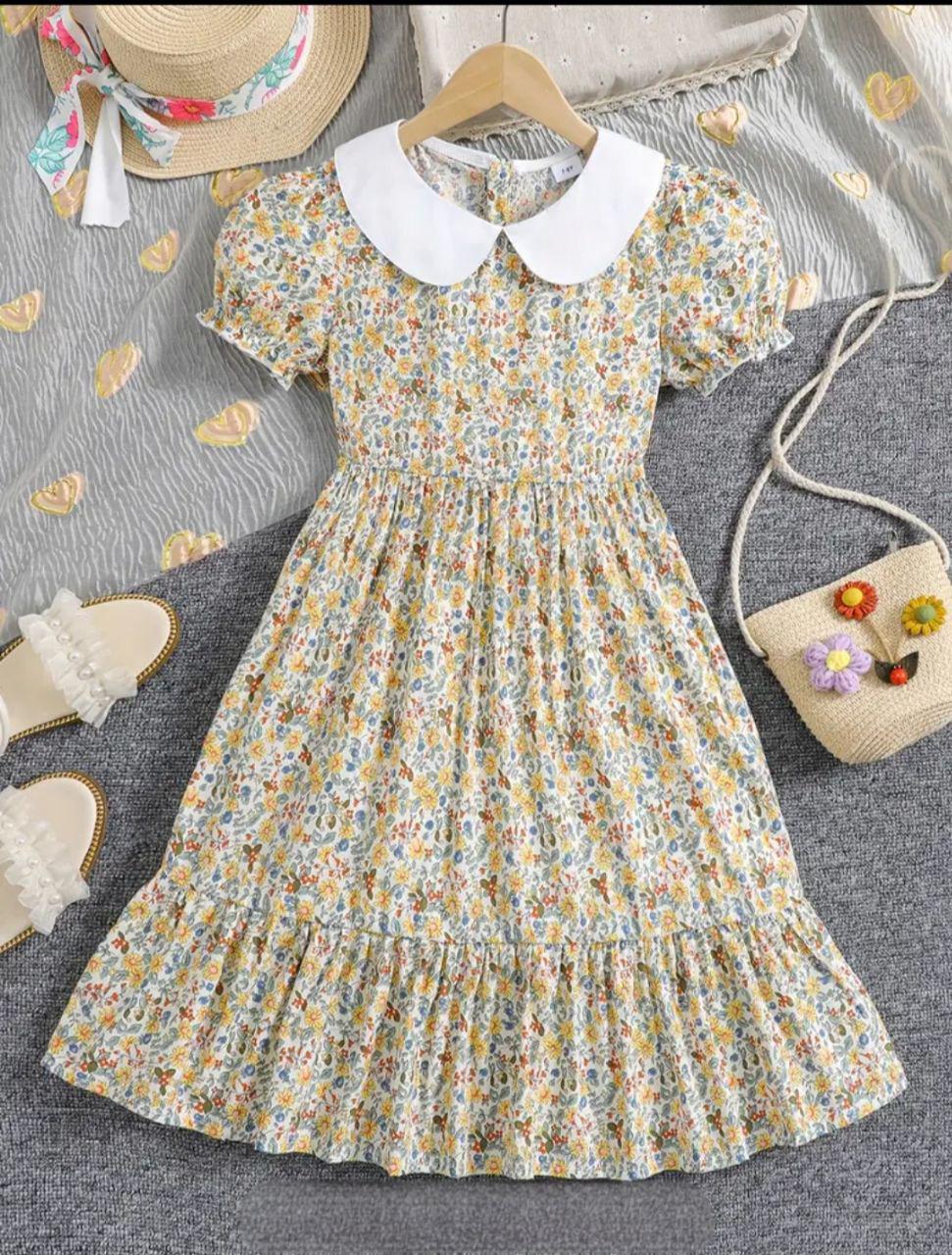 PDF Gathered Dress Sewing Pattern for Girls, Ruffle Peter Collar Dress ...