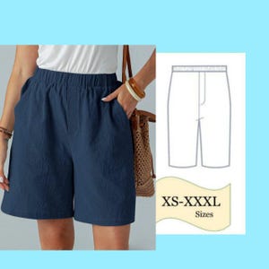 PDF Summer Bermuda Shorts Pattern, Dec Zipper Elastic Waist Women ...