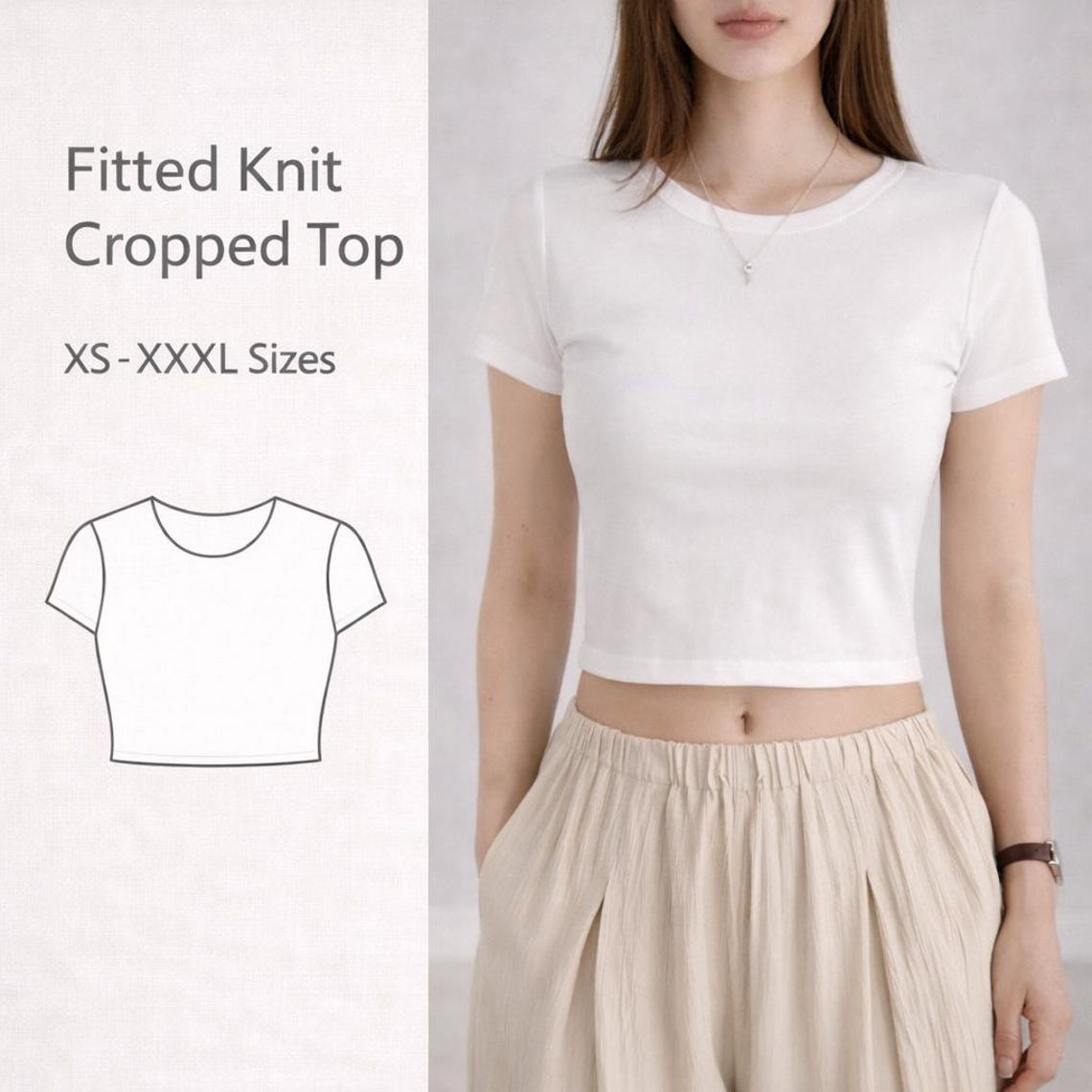 PDF Cropped Top Pattern, Short Sleeve Top Pattern for Women, Every Day ...