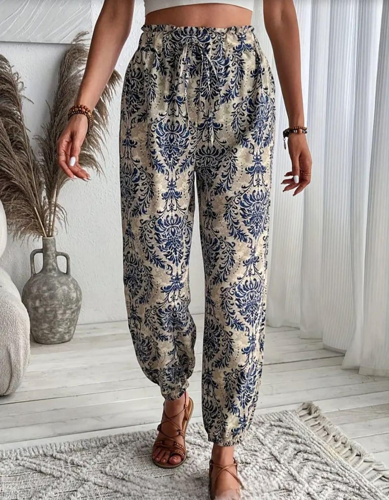 Women PDF Sewing Pants Pattern, Trousers Elastic Hem Sewing Pattern ...