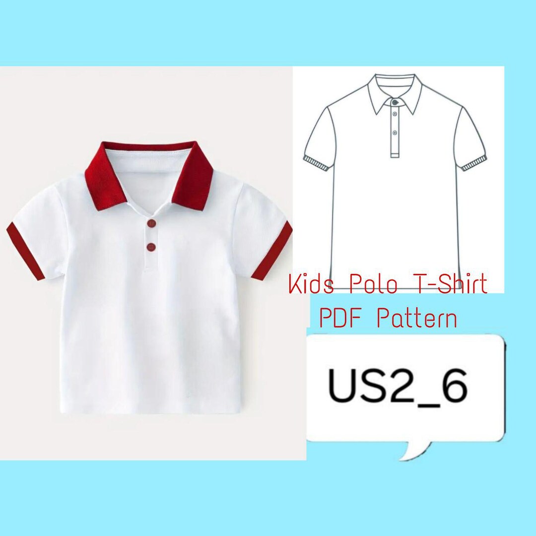 PDF Polo T-shirt Pattern for Kids, Short Sleeve Binding Classic Collar ...