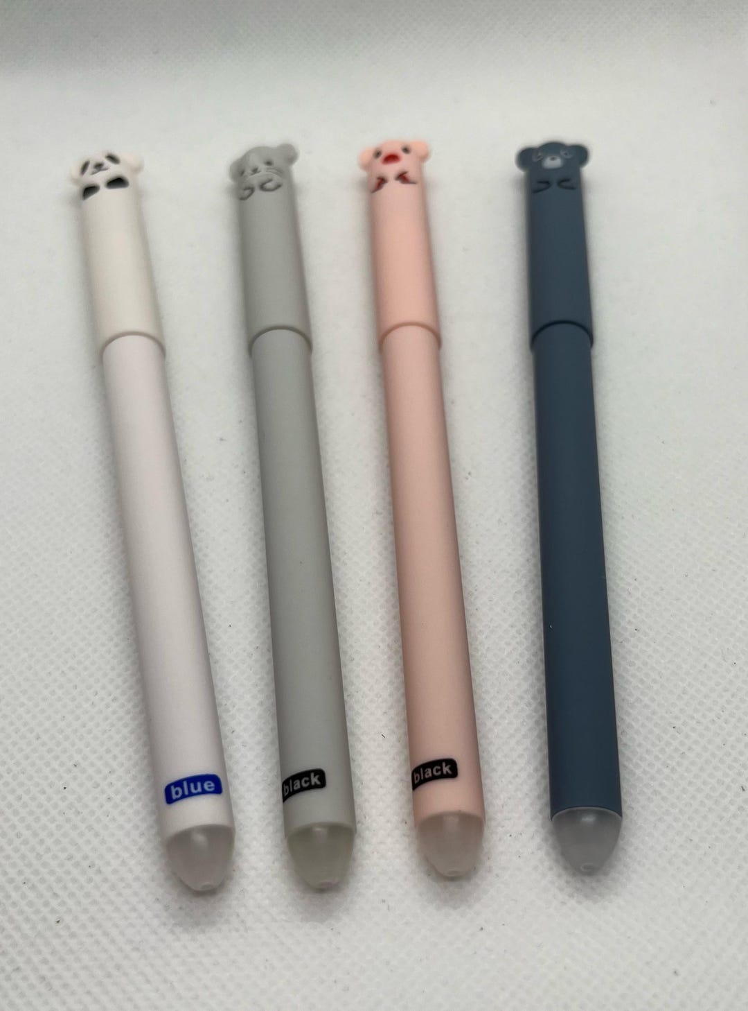 Erasable Animal Gel Pens. Kawaii Stationary. Black and Blue Inks. Desk ...