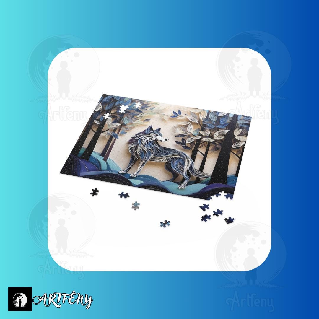 Layered Paper Art Wolf Puzzle - Unique 3D Nature Puzzle for Forest and ...