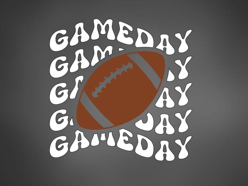Football Gameday Wavy SVG, Football, Stacked Font, Wavy Font, Fan Gear ...