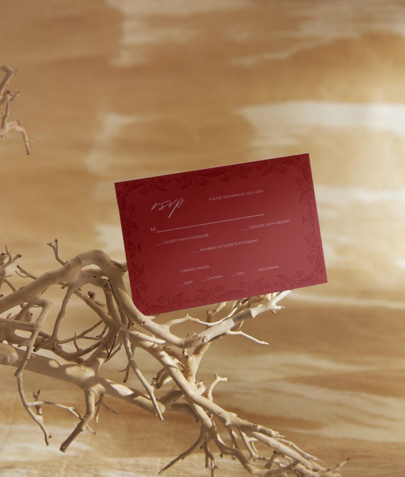 Elegant Red Wedding Invitation, Romantic Invitation, Red-themed Digital ...