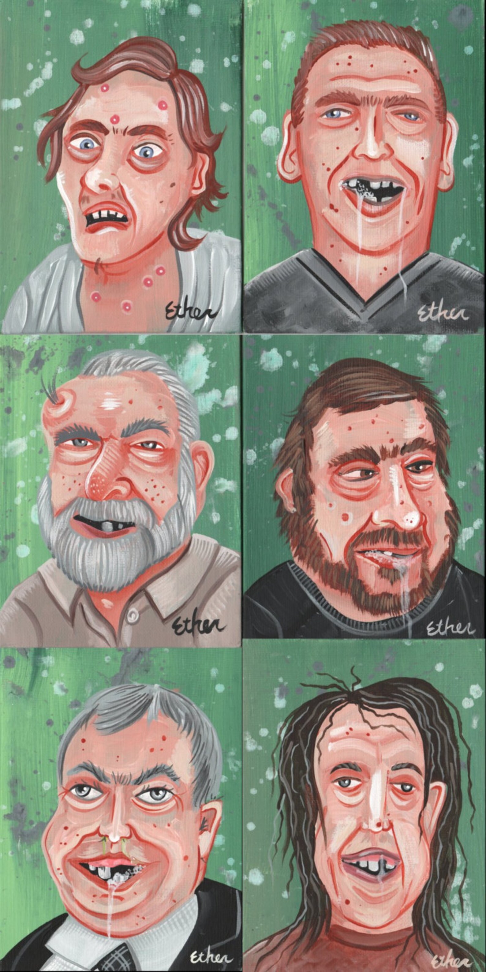 Jimmy's Ugly Portraits 5x7 acrylic. | Etsy